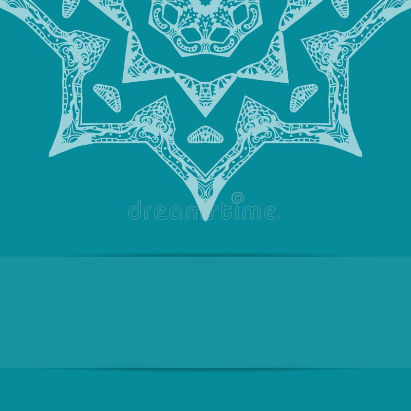 Turquoise Blue Card with Ornate Pattern Stock Vector - Illustration of ...