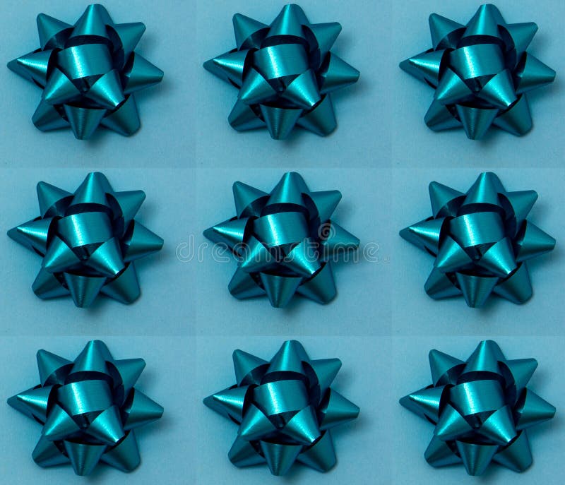 Turquoise Blue Christmas and Party Pattern Bow Ribbon on a Blue ...