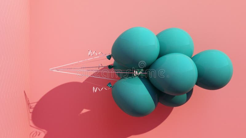 Turquoise and Blue Color Balloon on Pink Background Stock Footage ...