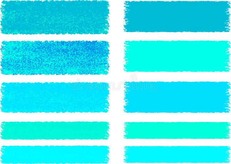 Turquoise Blue Color Palette Art Highlighter Brush Stroke Set Vector ...