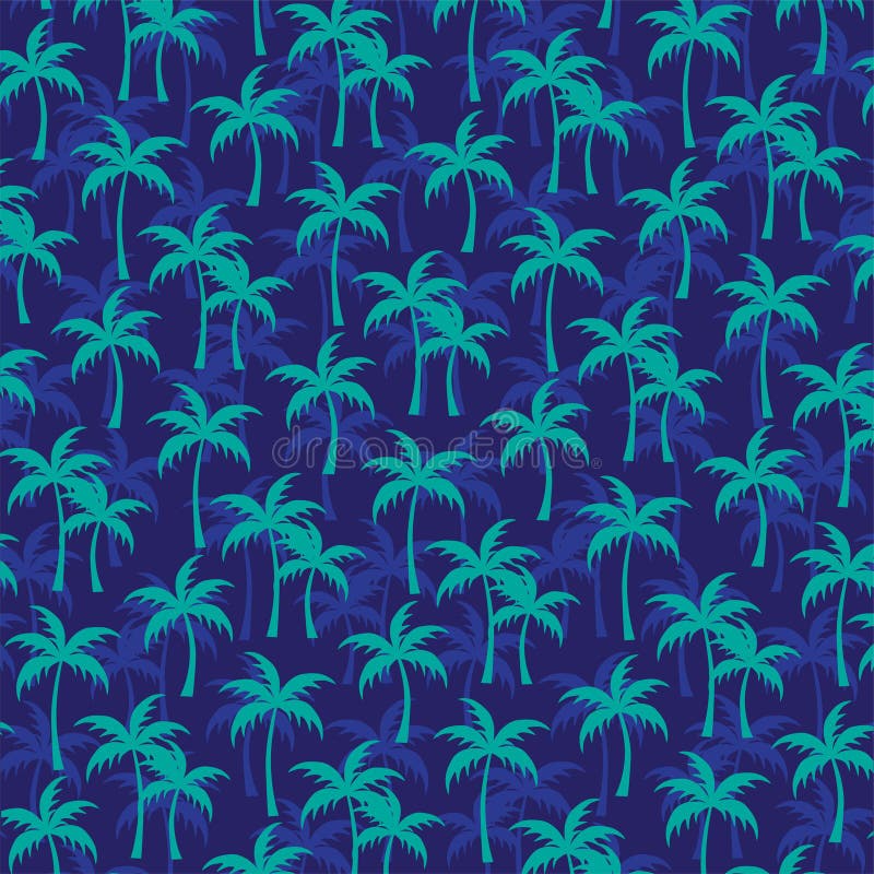 Turquoise Blue Palm Tree Pattern Stock Illustration - Illustration of ...