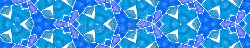 Turquoise Blue Retro Seamless Border Scroll. Geome Stock Illustration ...