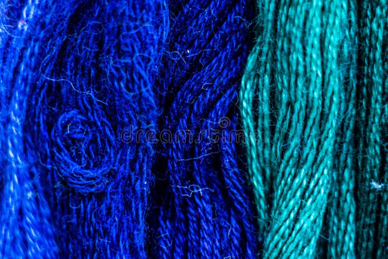 Turquoise and Blue Threads on the Macro Stock Image - Image of fabric ...