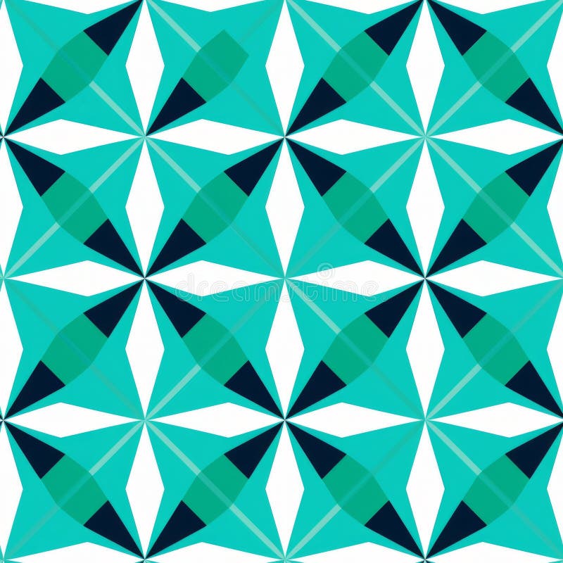Turquoise Blue Tile Pattern: Multifaceted Geometry with Precisionist Lines Stock Illustration ...