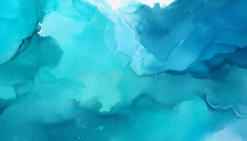 Turquoise and Blue Watercolor Flowing Creating Abstract Shapes Stock ...