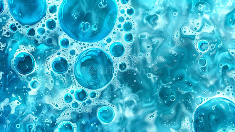Turquoise Bubbles and Swirls on a Surface. Concept of Fluidity ...