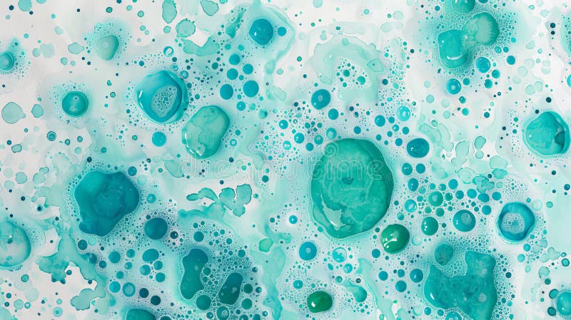 Turquoise Bubbles and Swirls on a Surface. Concept of Fluidity ...