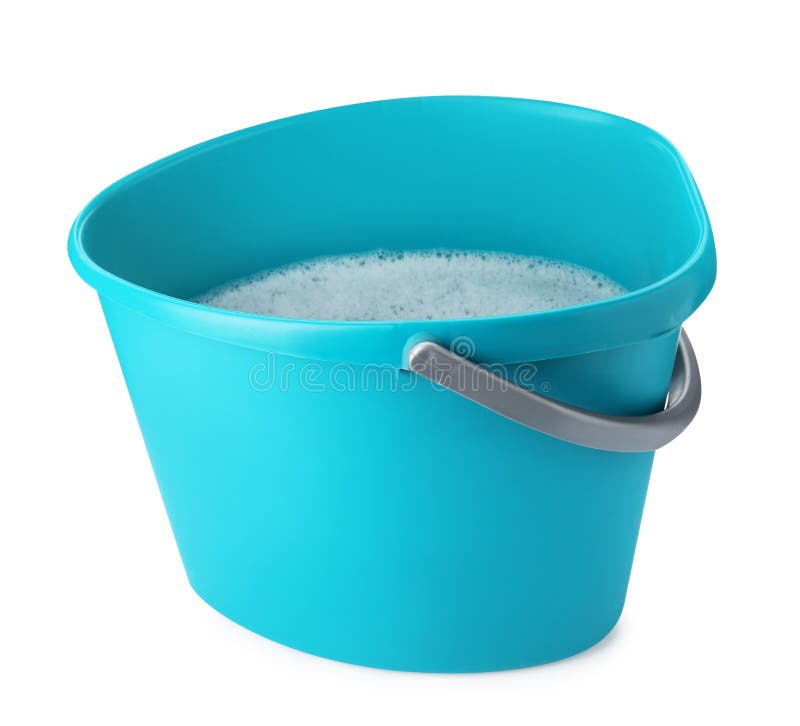 Turquoise Bucket with Detergent Isolated Stock Photo - Image of ...