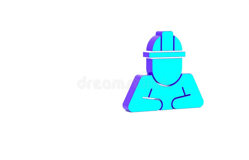 Turquoise Builder Icon Isolated on White Background. Construction ...