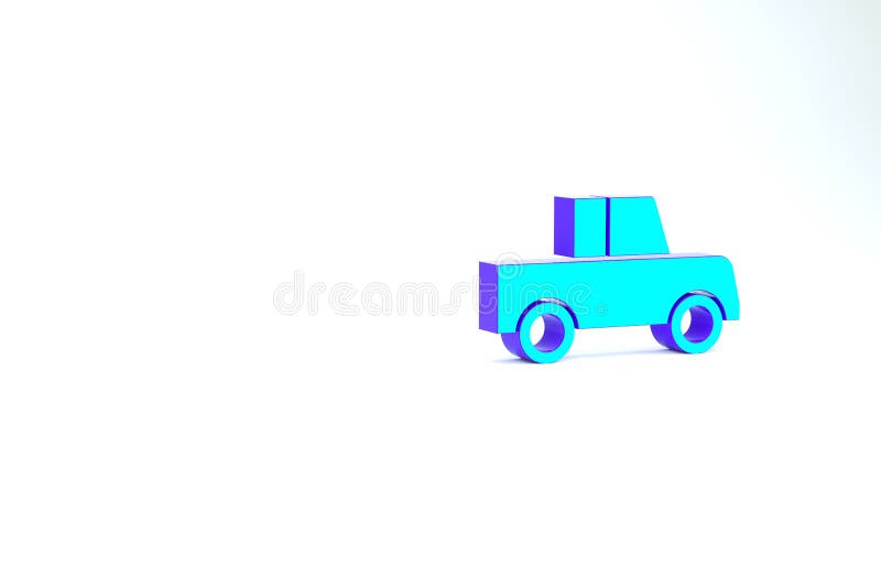 Turquoise Car Icon Isolated on White Background. Front View. Minimalism ...