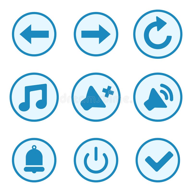 Turquoise Circle Buttons for Mobile App Stock Illustration ...