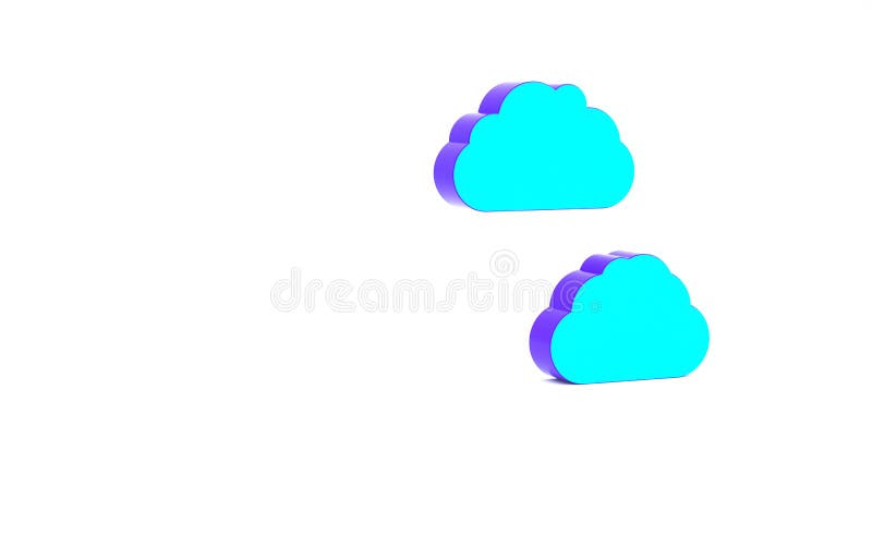 Turquoise Cloud Icon Isolated on White Background. Minimalism Concept ...