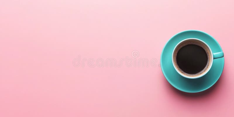 Turquoise Coffee Cup Rests on a Pink Surface, Perfect for Minimalist ...