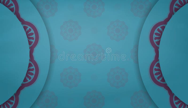 Turquoise Color Banner Template with Abstract Purple Pattern for Design ...