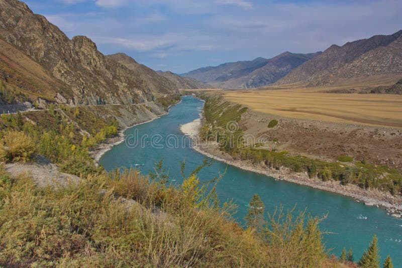 Turquoise Color of the Katun River in the Fall Stock Photo - Image of ...