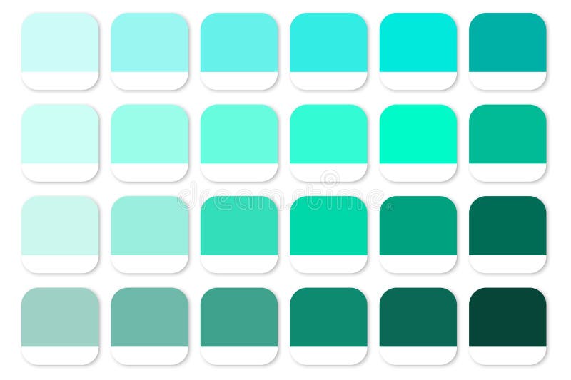 Turquoise Color Palette. Gradient Shades Vector. Aqua and Teal Tones ...