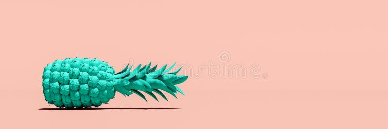 Turquoise Colored Pineapple on Coral Pink Background Stock Illustration ...