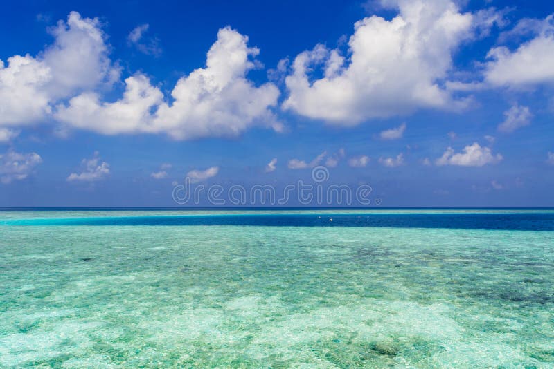 Turquoise Colored Water and Blue Sky in Maldives Stock Image - Image of ...