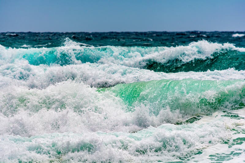 Turquoise Colour Ocean Wave in Windy Day Stock Image - Image of cool ...