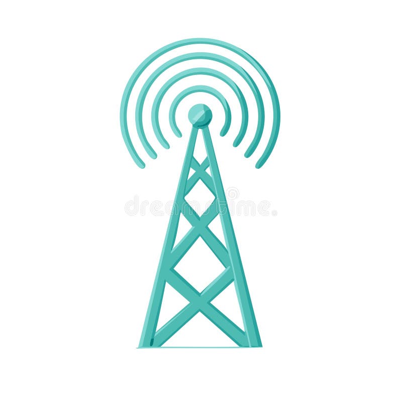 Turquoise Communication Tower Emitting Radio Waves Abstract ...