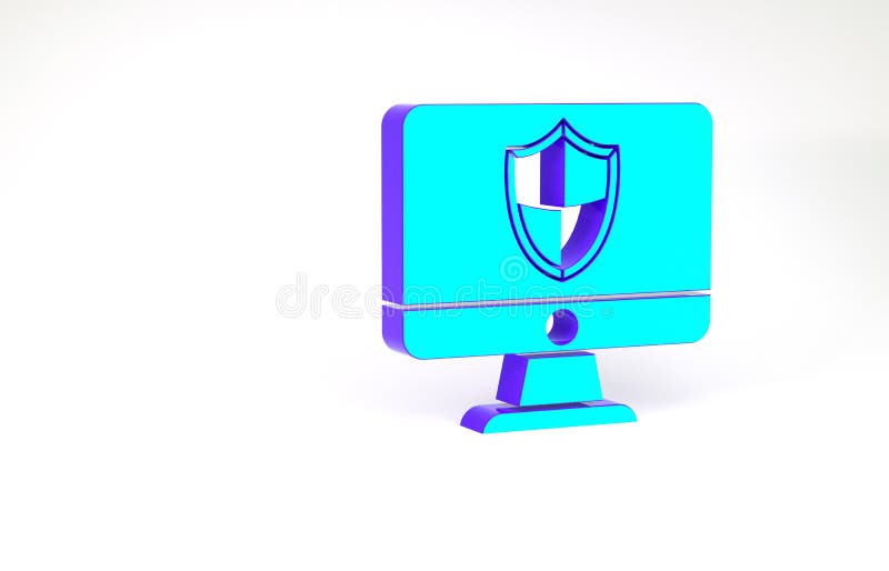 Turquoise Computer Monitor Screen Icon Isolated on White Background ...