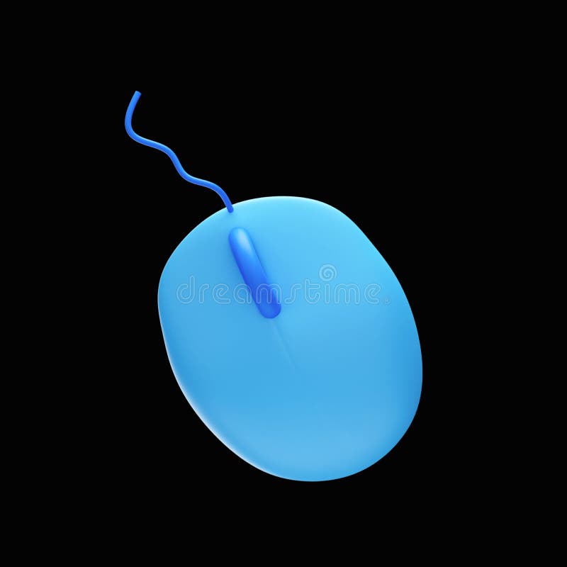 Turquoise Computer Mouse 3D Icon Against Black Stock Illustration ...