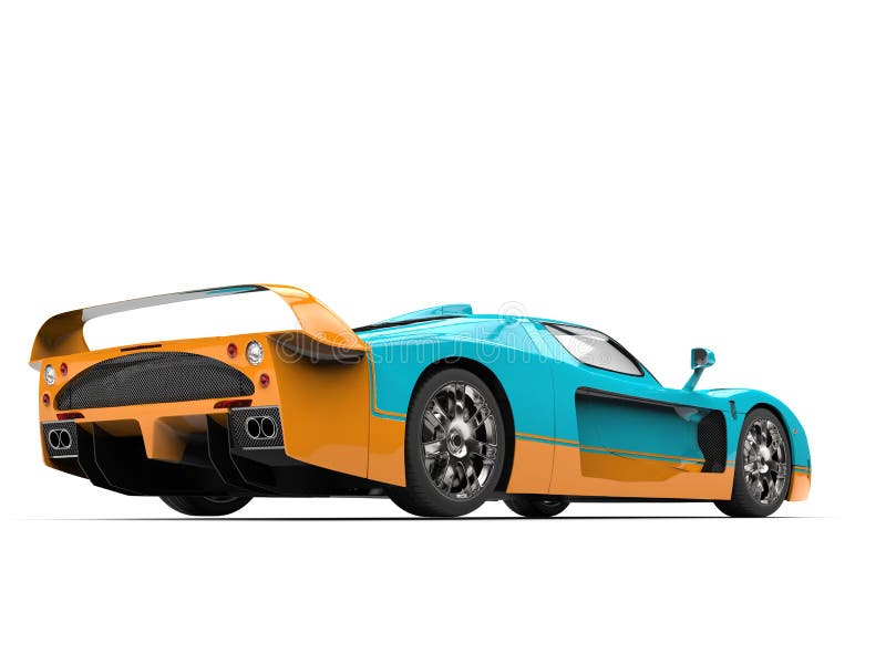 Turquoise Concept Super Car with Orange Details Stock Illustration ...