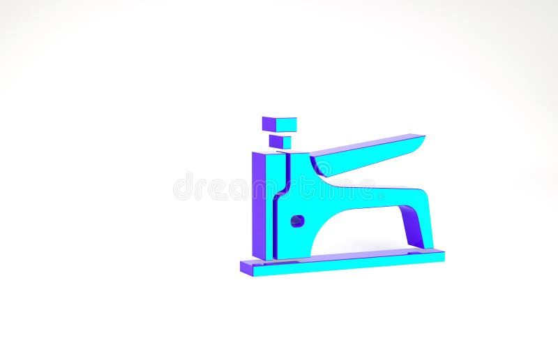 Turquoise Construction Stapler Icon Isolated on White Background ...