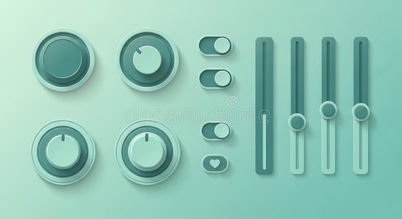 Turquoise Control Panel UI Elements Stock Illustration - Illustration ...