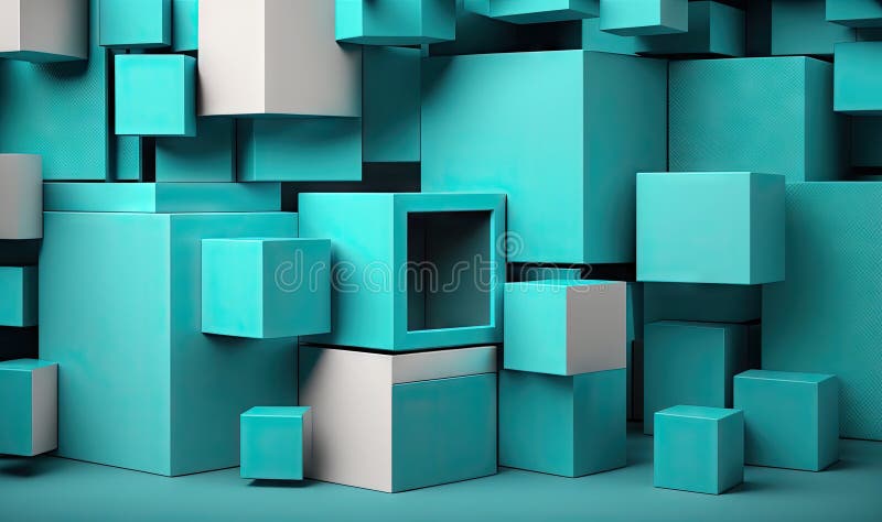 Turquoise Cube Boxes on Block Background: Perfect for Web Design. Stock ...