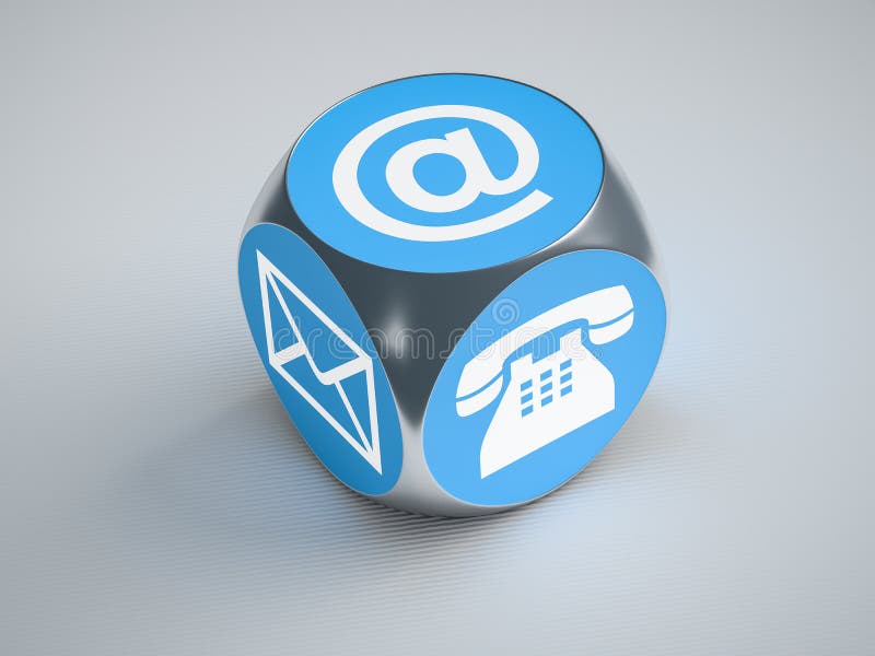 Turquoise Cube with Signs for Email Phone and Letter Stock Illustration ...
