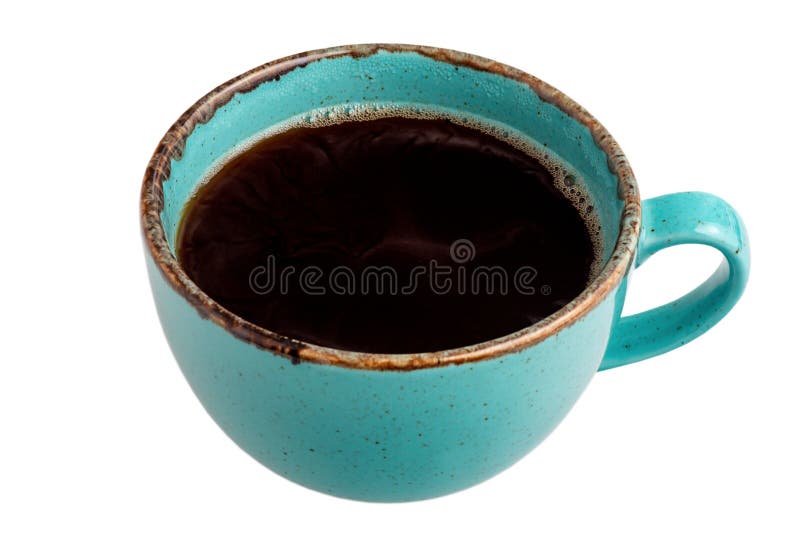 Turquoise Cup with Coffee. Americano Drink Isolated on White Stock ...