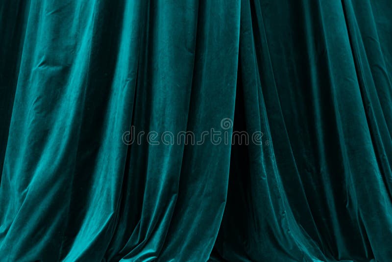 Turquoise Curtain in Theatre Background Stock Image - Image of cloth ...