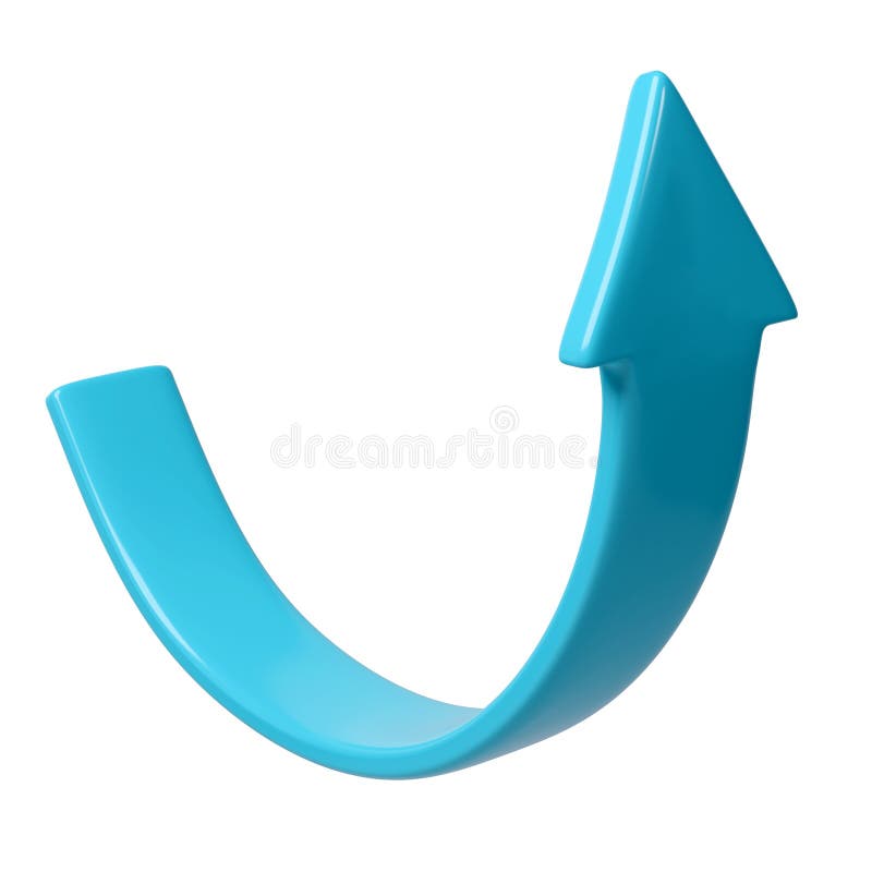 Turquoise 3d Half Circle Arrow Up Direction. Sign or Icon for Web ...