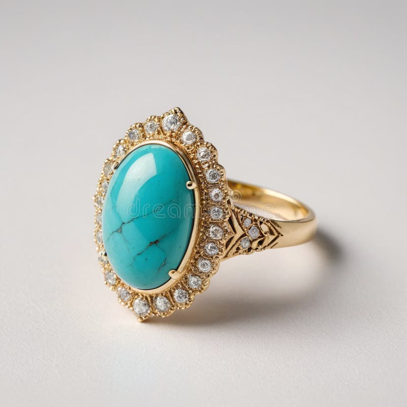 Turquoise and Diamond Boho Ring Elegance on White Stock Illustration ...