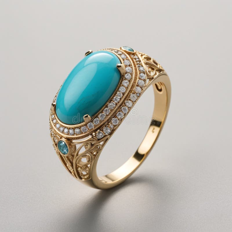 Turquoise and Diamond Boho Ring Elegance on White Stock Illustration ...