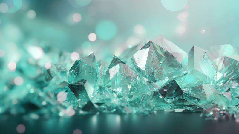 Turquoise Diamonds with Bokeh Effect, 3D Rendering Stock Illustration ...