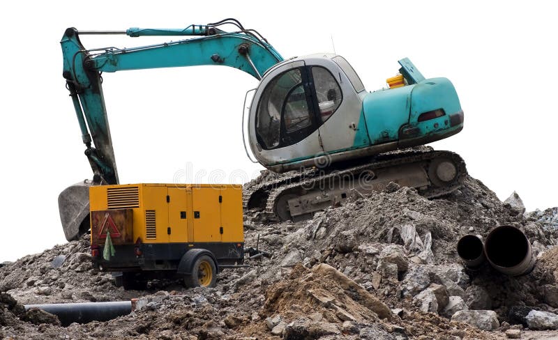 Turquoise Digger stock photo. Image of heavy, site, yellow - 11171534