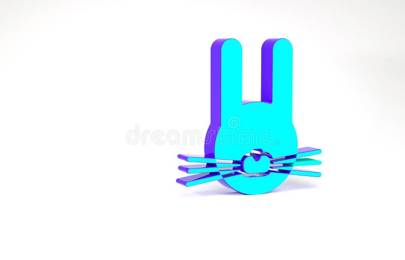 Turquoise Easter Rabbit Icon Isolated on White Background. Easter Bunny ...