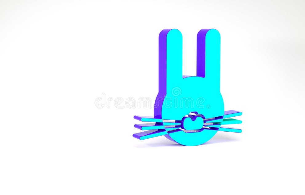 Turquoise Easter Rabbit Icon Isolated on White Background. Easter Bunny ...