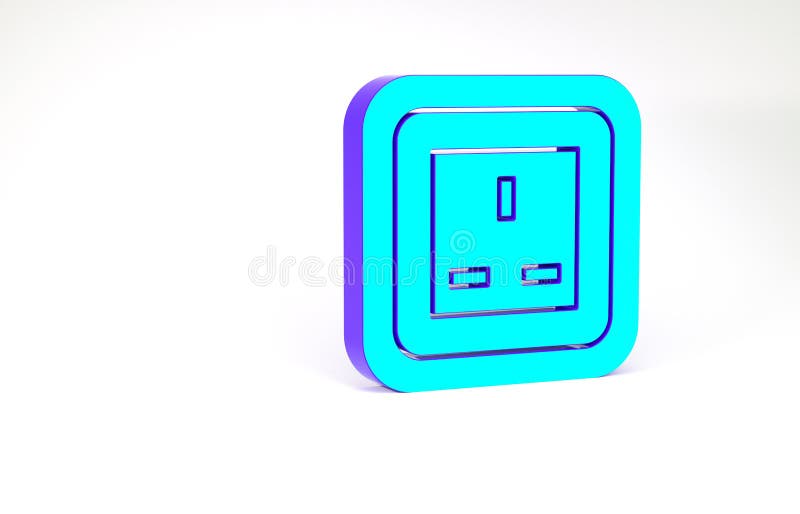 Turquoise Electrical Outlet Icon Isolated on White Background. Power ...