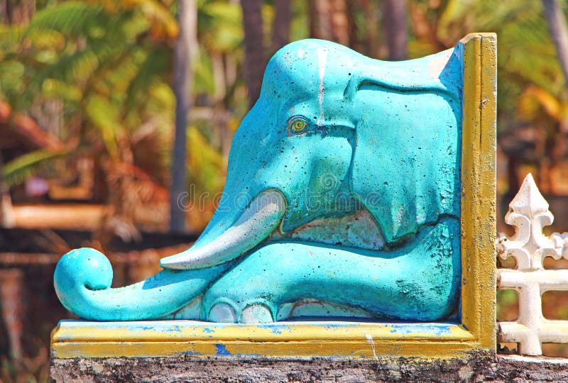 Turquoise Elephant, an Element in the Architecture of India Stock Photo ...