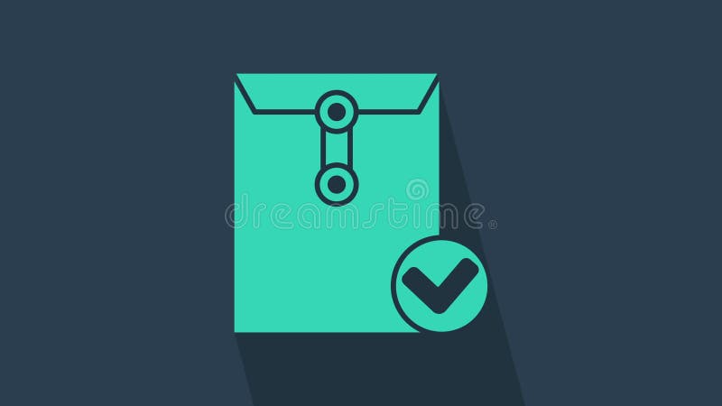 Turquoise Envelope and Check Mark Icon Isolated on Blue Background ...