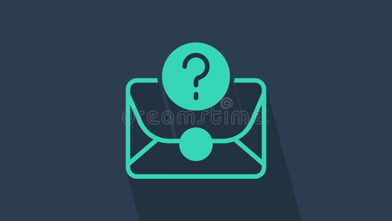 Turquoise Envelope with Question Mark Icon Isolated on Blue Background ...
