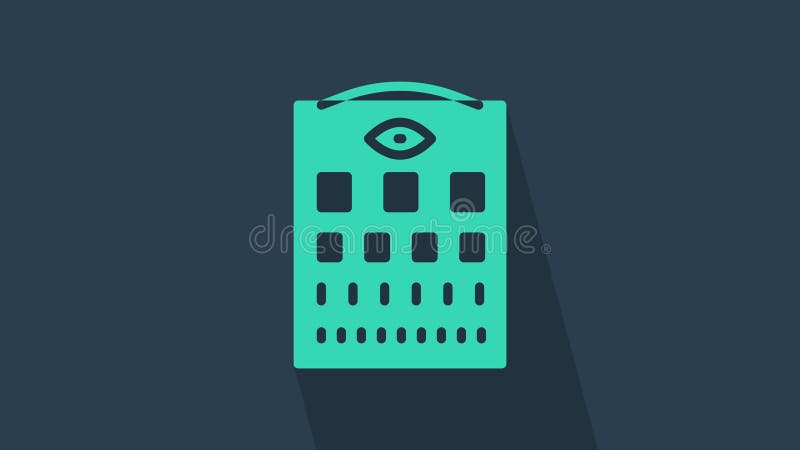 Turquoise Eye Test Chart Icon Isolated on Blue Background. Poster for ...
