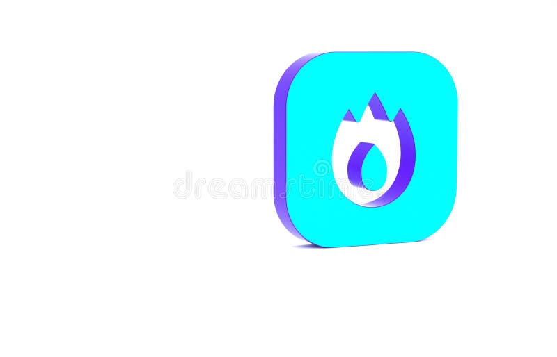 Turquoise Oil Rig with Fire Icon Isolated on White Background. Gas ...