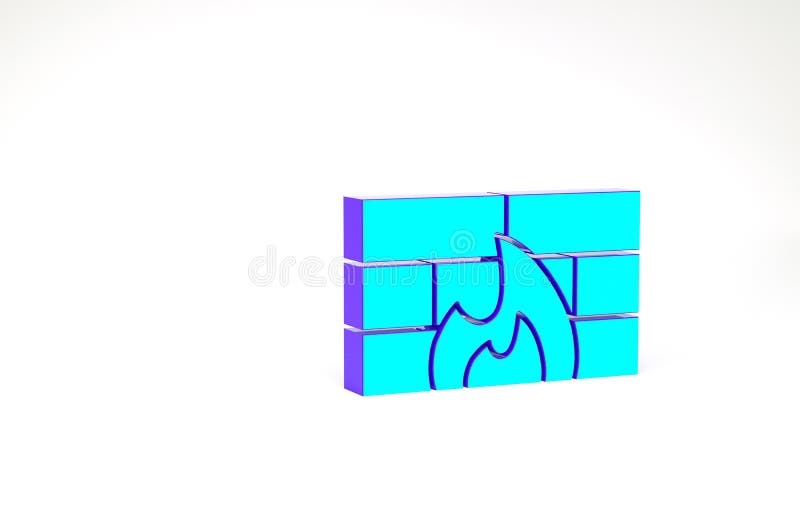 Turquoise Firewall, Security Wall Icon Isolated on White Background ...