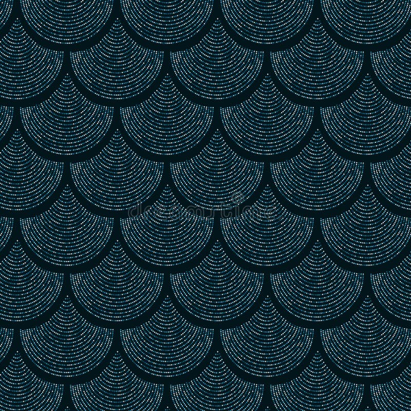 Turquoise Fish Scale Geometrical Vector Pattern with Glitter Effect ...