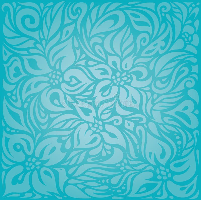 Turquoise Floral Holiday Vintage Background Design Stock Vector ...