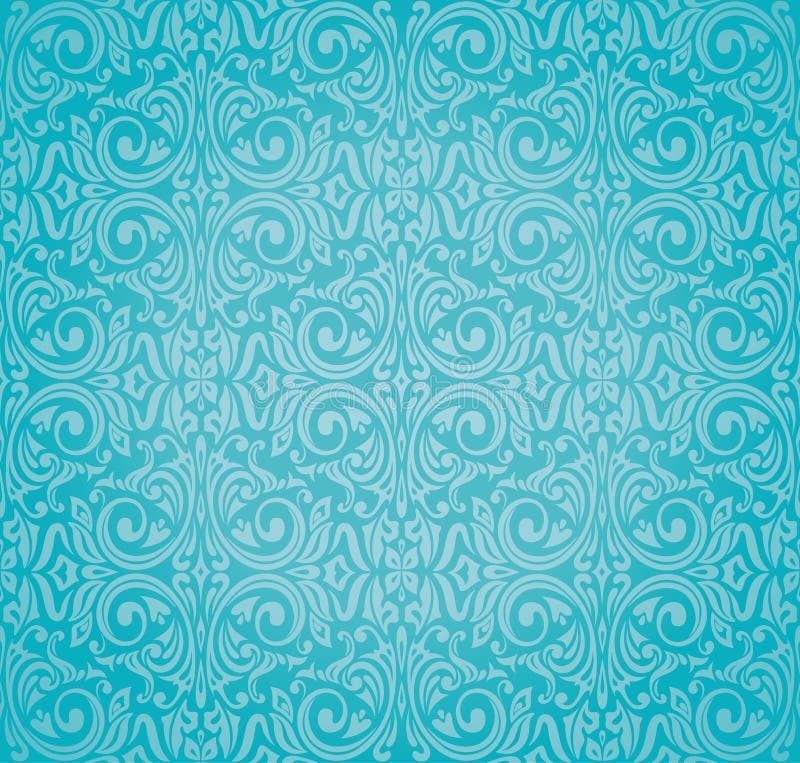 Turquoise Floral Vintage Background Design Stock Vector - Illustration ...